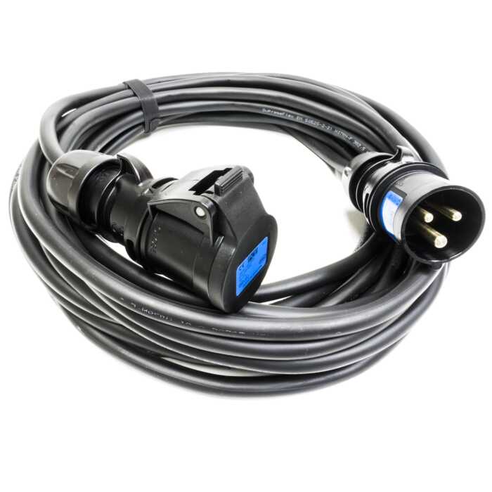 16amp Black Events CEEform Commando Power Cable. (3x2.5mm) 240v H07RN-F ...