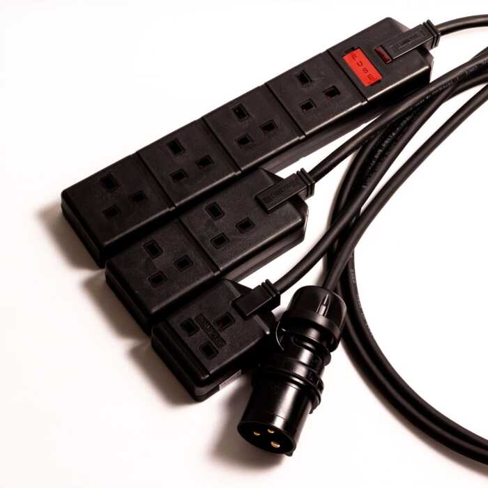 16amp Plug to 1 Gang Socket (3x1.5mm) H07RN-F Tough Rubber Cable