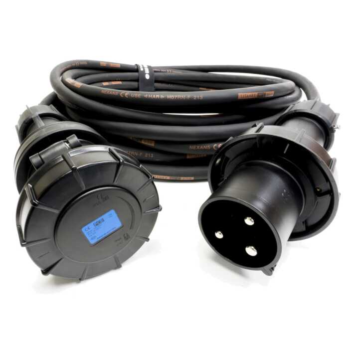 63amp Black Events CEEform Commando Power Cable. (3x16mm) 240v H07RN-F ...