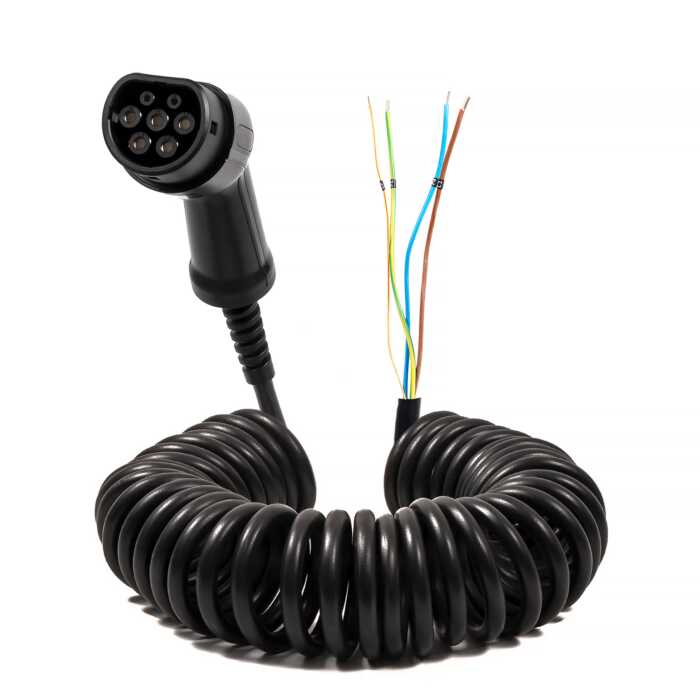 Domestic 7.4kw Curly Type 2 EV Charging Cable - Tethered