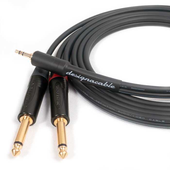 Mogami 2965 3.5mm Stereo Jack to 2x Mono 6.35mm JACKs Lead. Mogami Twin ...
