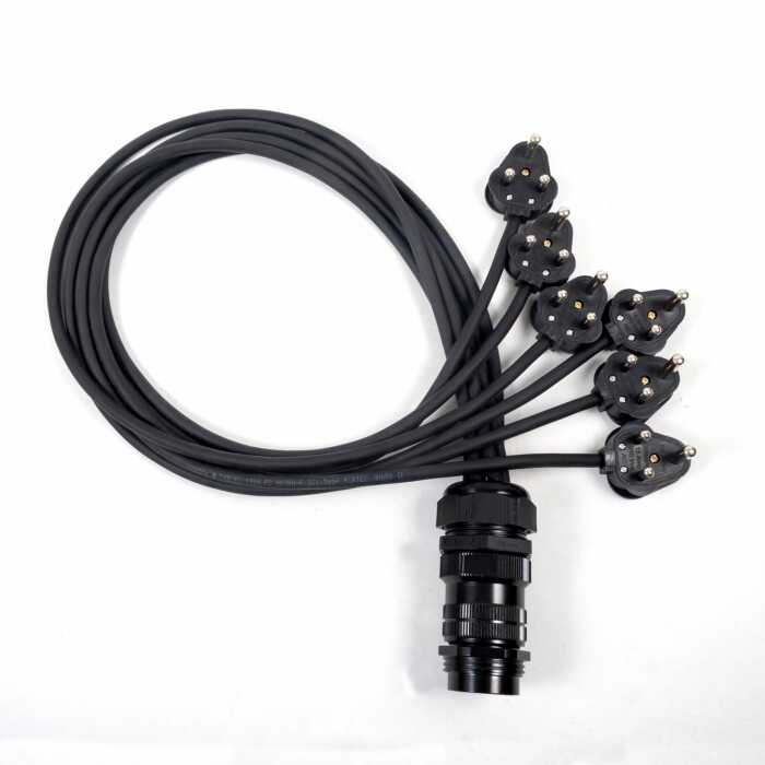 Socapex Style 15amp Round Pin Plug to 19 Pole Spider Lighting cable. 6 way