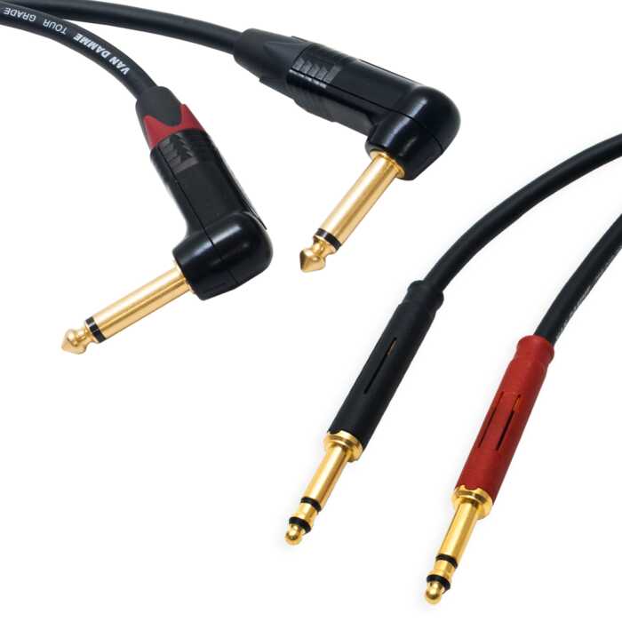 Pseudo Balanced Angled 1/4" Jack to TT Bantam Jack Lead (PAIR). Van ...