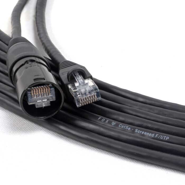 Fox Ethercon to RJ45 Cable, Flexible Cat5e/Cat6 Network Data Lead