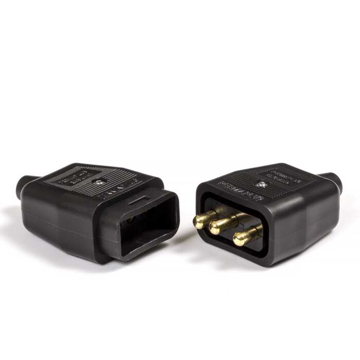 Masterplug 3p Pole Cable Mount BLACK, NC103B-01 Inline Connector Rated ...