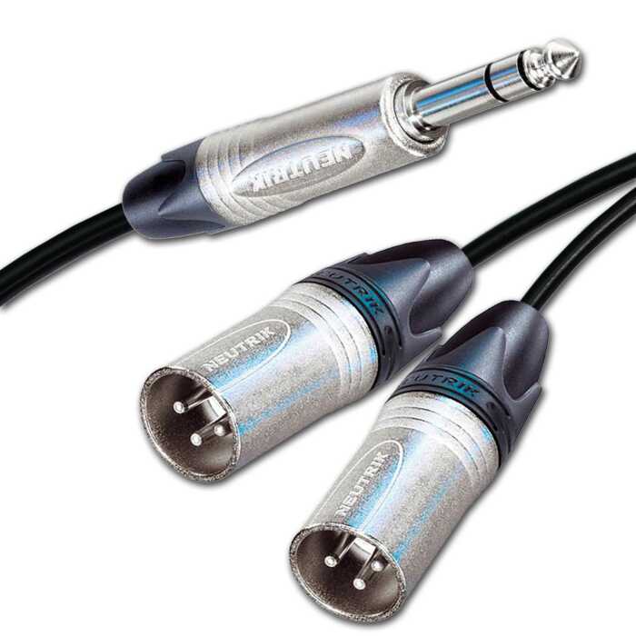 Single Balanced 1/4" TRS Jack Split into Dual (x2) Male XLRs