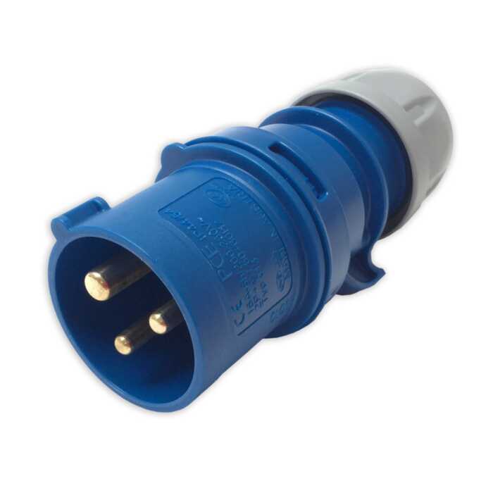 PCE Shark 16amp 240v Ceeform Cable Mount Blue Plug. 013-6