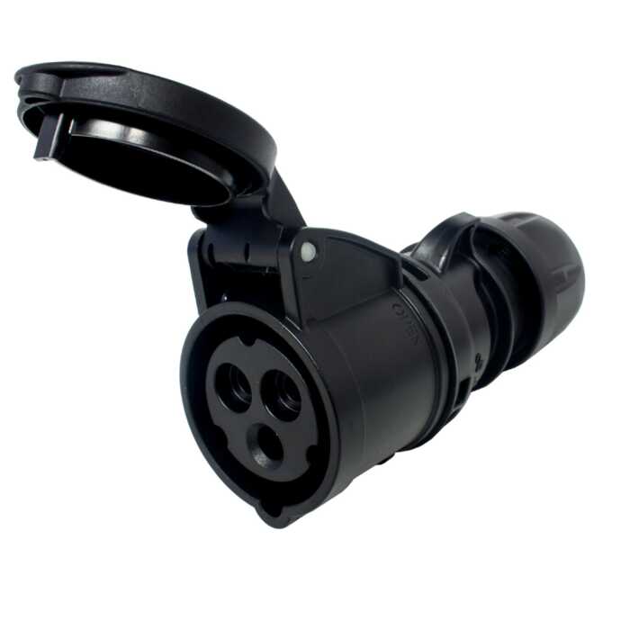 PCE 16amp 2P+E CEE. Midnight Black Cable Mount Female Socket. Event ...