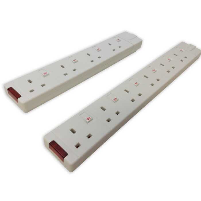 Permaplug 4 + 6 Gang White trailing Socket. Individually switched ...