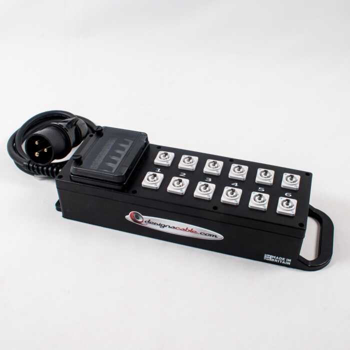 Rubber 'Bounce' Box Mains Distro. 32amp in, 12 x 20amp Powercon out. RCBO