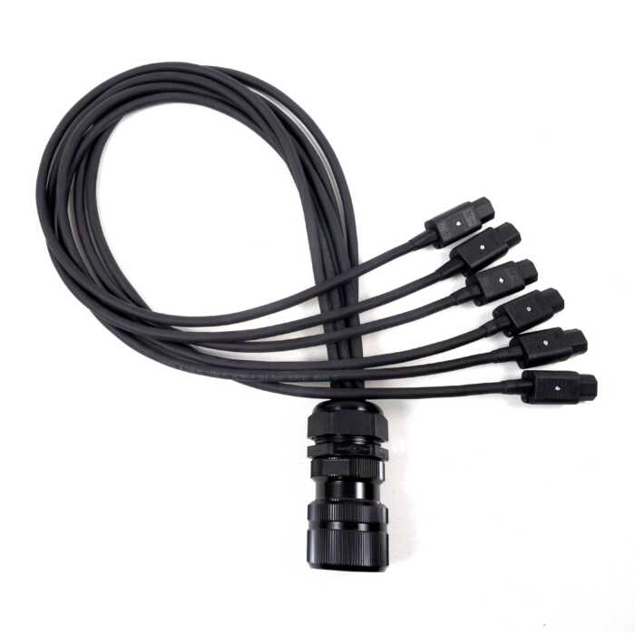 Socapex Style 19 Pole to Powercon Breakout Spider Lighting cable. 6 way