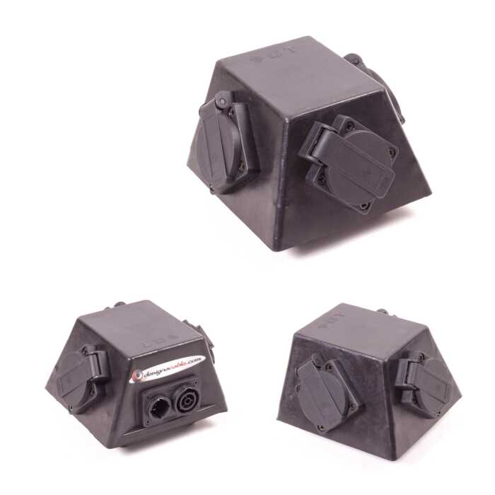 Rubber Power Extension Box. True1 Powercon to UK Socket Outlets