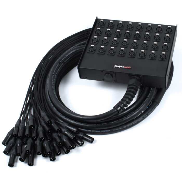32 Way Stage Box, Neutrik XLRs, Van Damme Black Series Snake Cable Loom