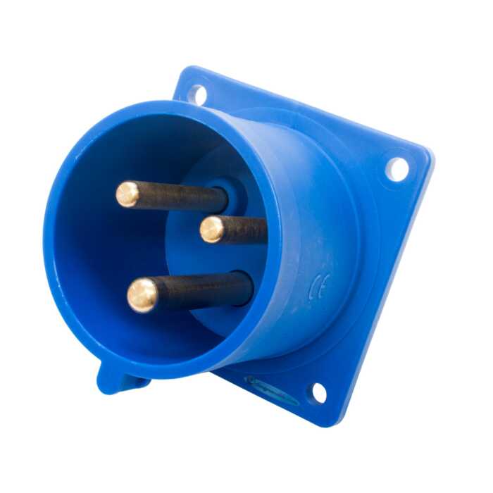 32amp 230V 2P+E IP44 Straight Flush Mount Panel Mount Appliance Male ...