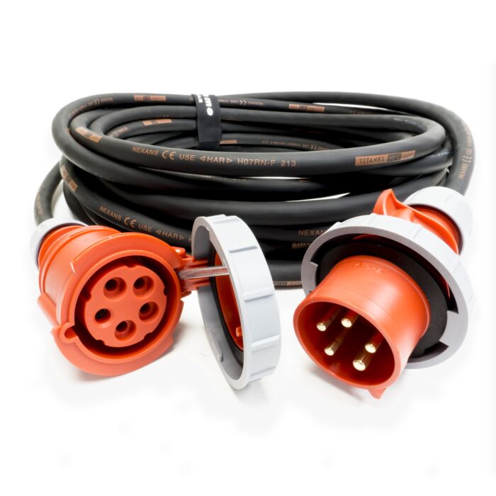 32amp Red 3 PHASE Events CEEform Commando Power Cable. (5x10mm) 3P+N+E ...