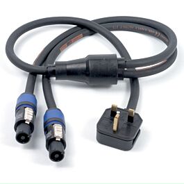 13a UK Plug to PowerCon, Professional AC Y Splitter Cable, HO7 2.5mm 55cm.