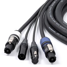 PowerCon Plug to PowerCon, DMX Hybrid Power and Signal Cable.