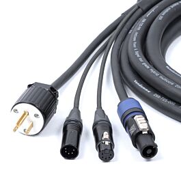 USA Plug to PowerCon, DMX Hybrid Power and Signal Cable.