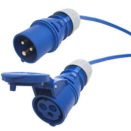 Tough 16 amp Arctic Blue Extension Cable. Caravan Hook up Lead. 240v ...