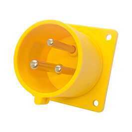 32amp 110v 2P+E IP44 Yellow Site Straight Flush Panel INLET Male. 3 ...