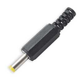 Straight 4 x 1.7mm DC plug. Plastic housing. Yellow tip.
