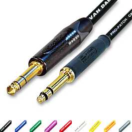 Neutrik 4.4mm TT Bantam Jack to 1/4" TRS Patch Leads. Van Damme Cables.