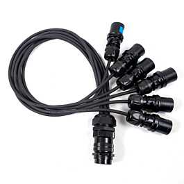 Socapex Style 16amp Black CEE Plug to 19 Pole Spider Lighting cable. 6 way